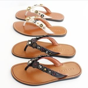 Coach | Shoes | Nwb Coach Tea Rose Thong Sandals | Poshmark